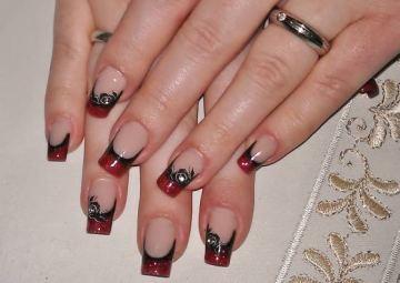 french schwarz-rot Gelnägel